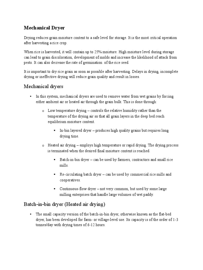 Mechanical Dryer | PDF | Clothes Dryer | Rice