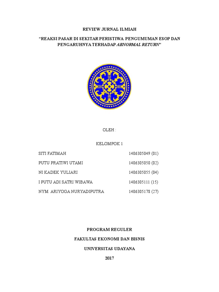 Contoh Cover Jurnal Ilmiah 2017 | PDF