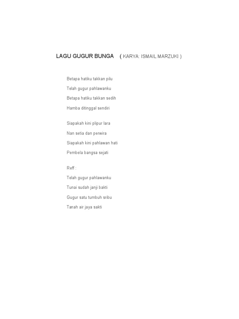 Sejarah Lagu Gugur Bunga Ismail Marzuki | PDF