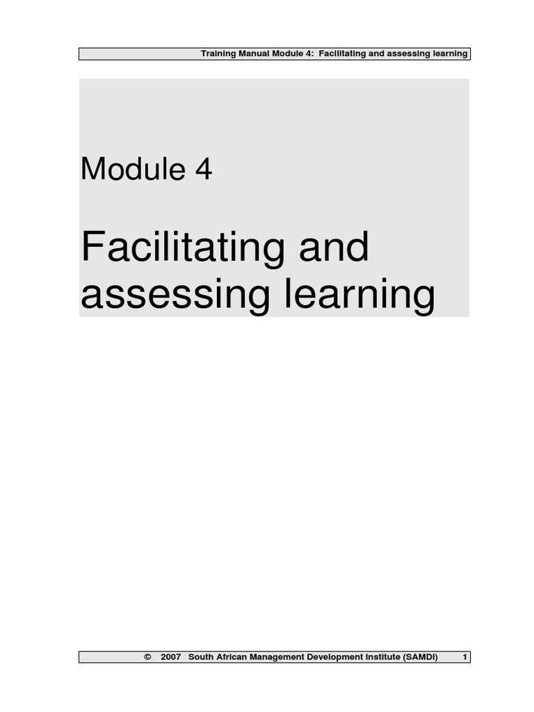 Module 4 Facilitating and Assessing Learning PDF | PDF | Facilitator ...