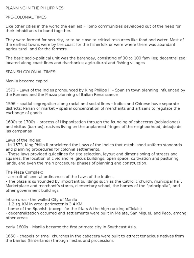 Urban Planning in the Philippines: 1600s-1900s | PDF | Manila | Philippines
