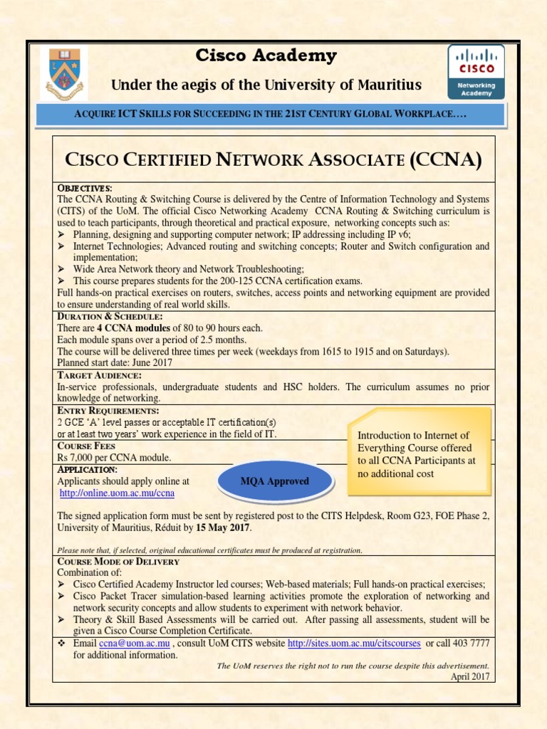 CCNA Website Advert in Serv Apr17 v1 | PDF | Cisco Certifications ...