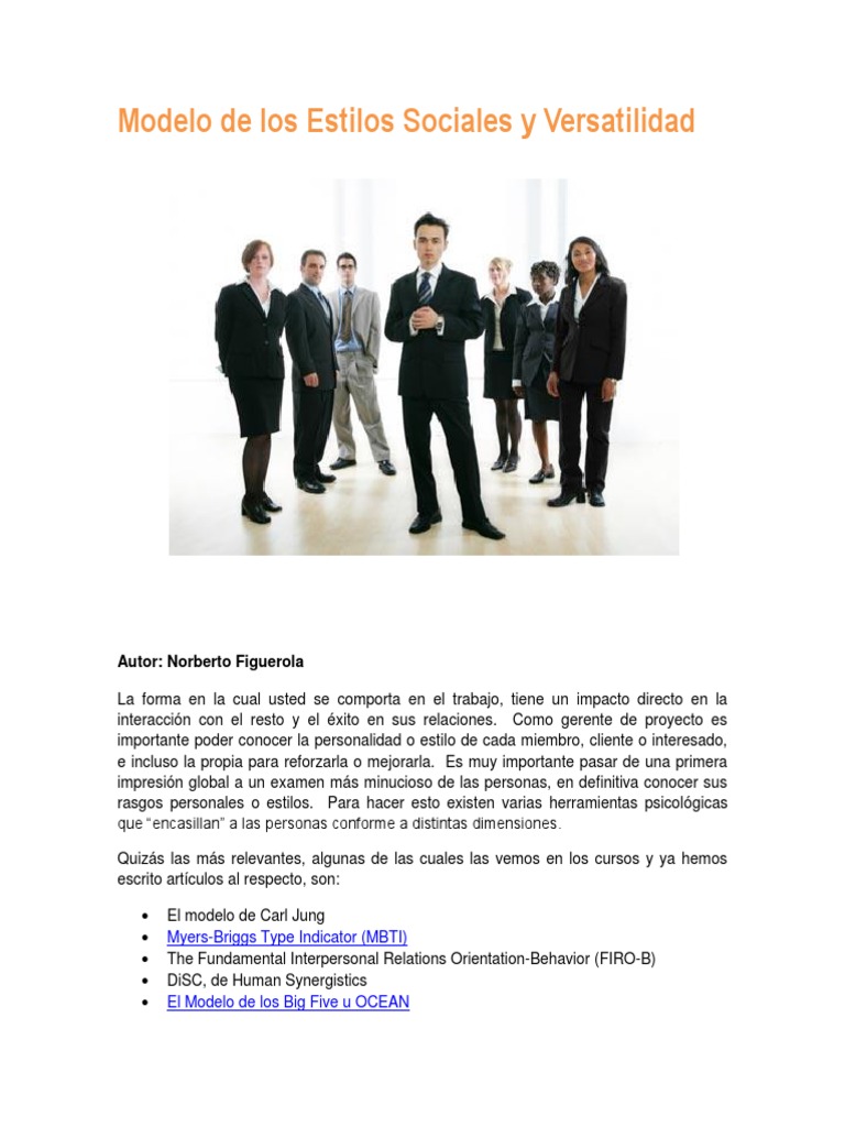 Modelo de Estilos Sociales y Versatilidad | PDF | Comportamiento | Las ...