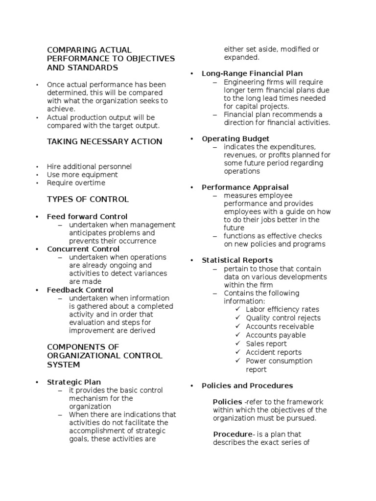 Comparing Actual Performance To Objectives and Standards | PDF