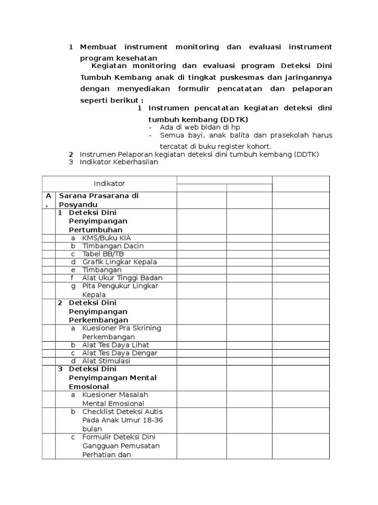 Membuat Instrument Monitoring Dan Evaluasi Instrument Program Kesehatan | PDF | Pengembangan Diri