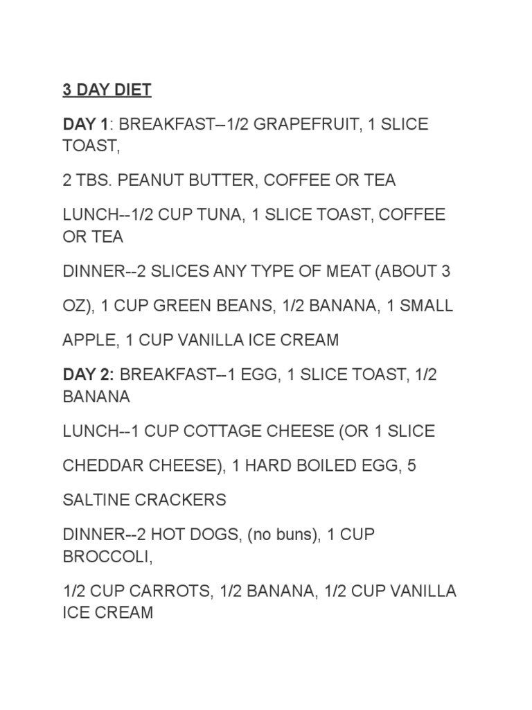 3 Day Diet | PDF