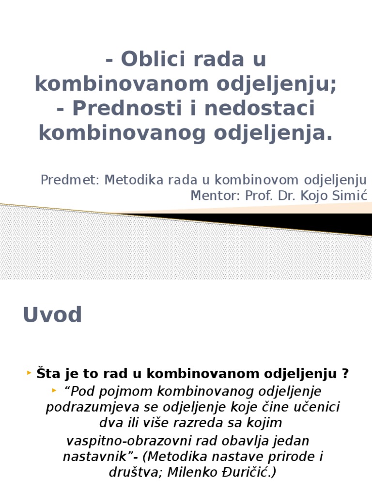 Oblici Rada U Kombinovanom Odjeljenju | PDF