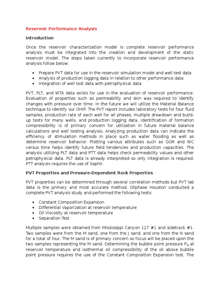 Reservoir Performance Analysis | PDF | Petroleum Reservoir ...