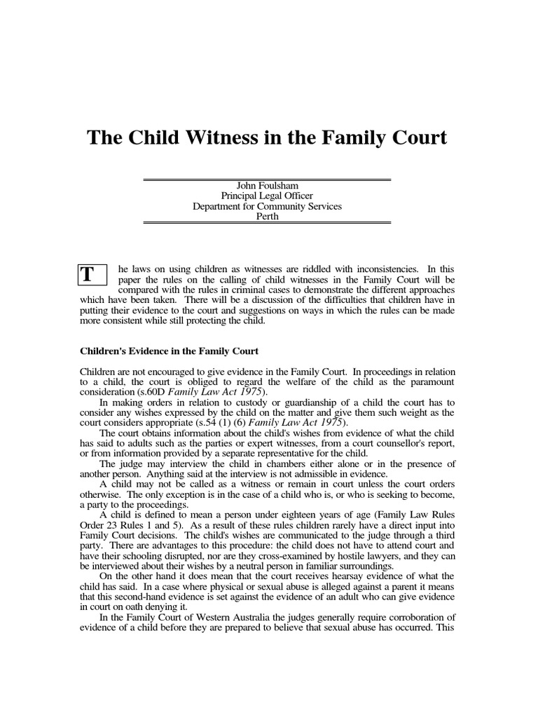 The Child Witness in The Family Court | PDF | Evidence | Witness