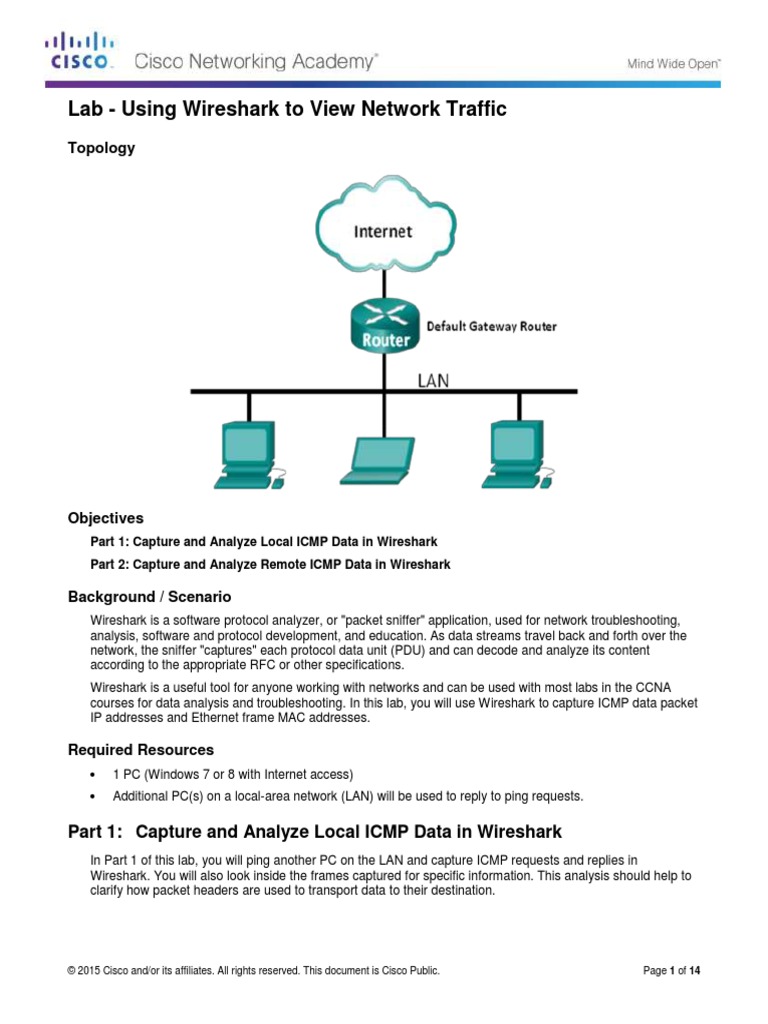 Lab - Using Wireshark To View Network Traffic: Topology | PDF | Computer Network | Firewall ...
