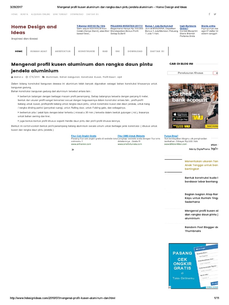 Mengenal Profil Kusen Aluminum Dan Rang PDF | PDF