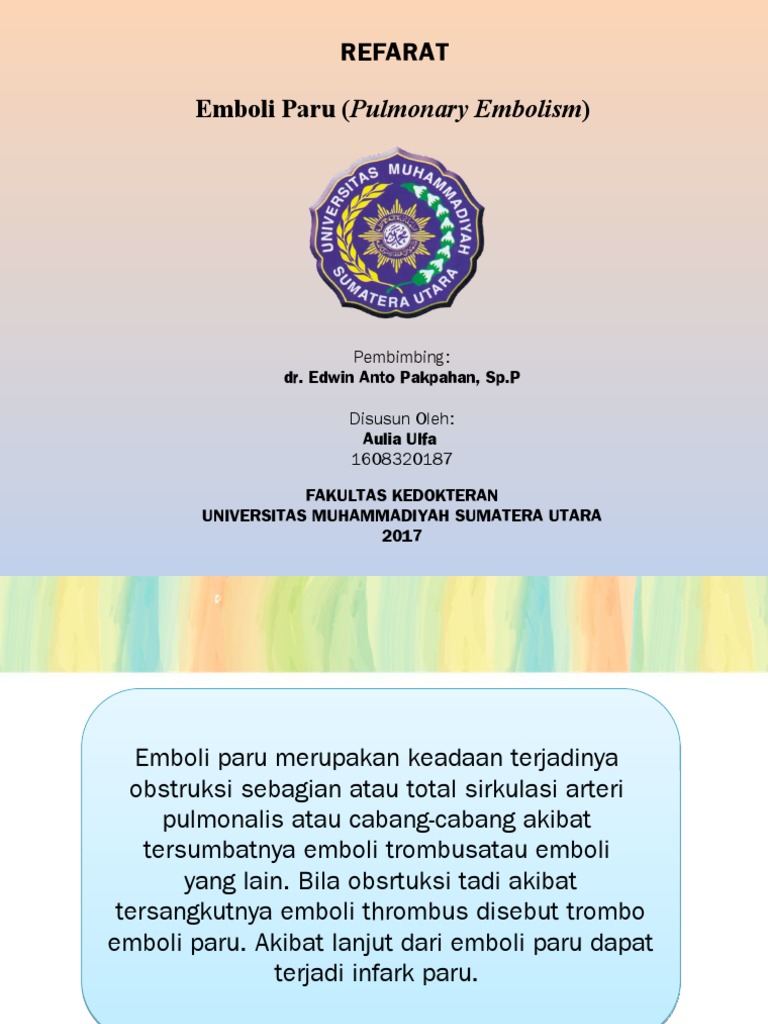 Tatalaksana dan Prognosis Emboli Paru | PDF