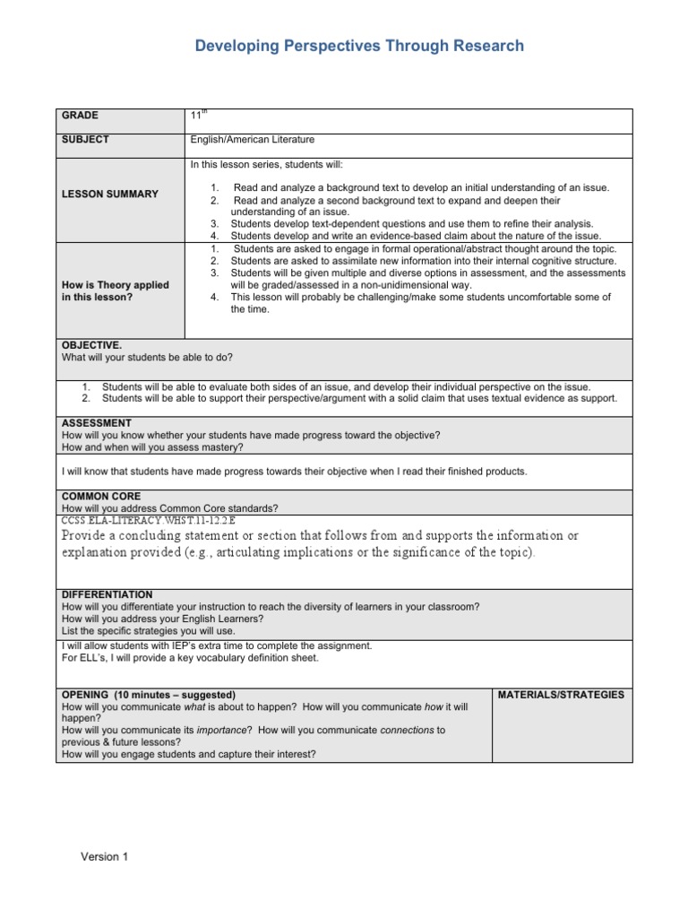 Argumentative Lesson Plans | PDF | Educational Assessment | Teaching