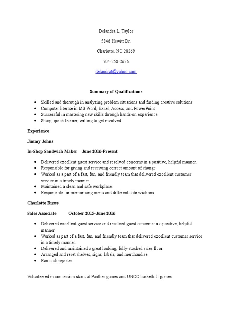 Delandra Resume | PDF