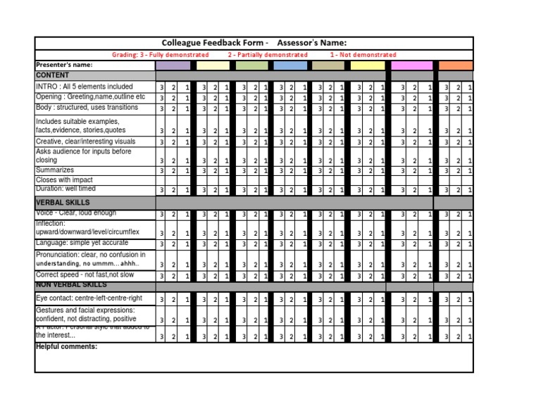 Colleague Feedback Form - Assessor's Name | PDF