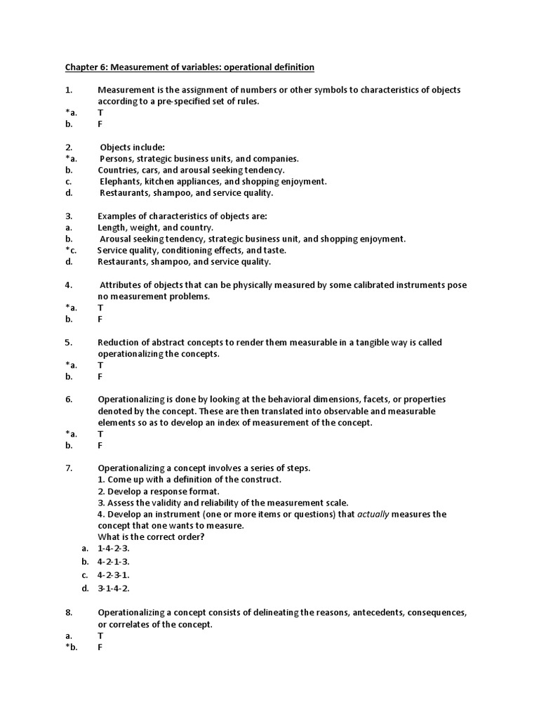 Chapter 6: Measurement of Variables: Operational Definition | PDF ...