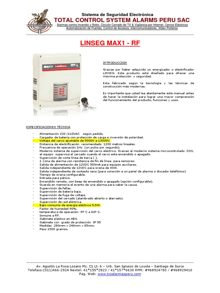Linseg Max1 RF | PDF | Electricidad | Electromagnetismo