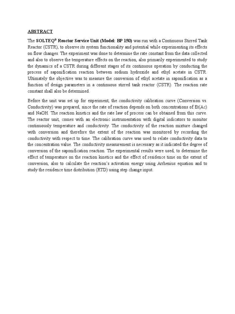 SOLTEQ® Reactor Service Unit (Model: BP 150) Was | PDF | Sodium ...