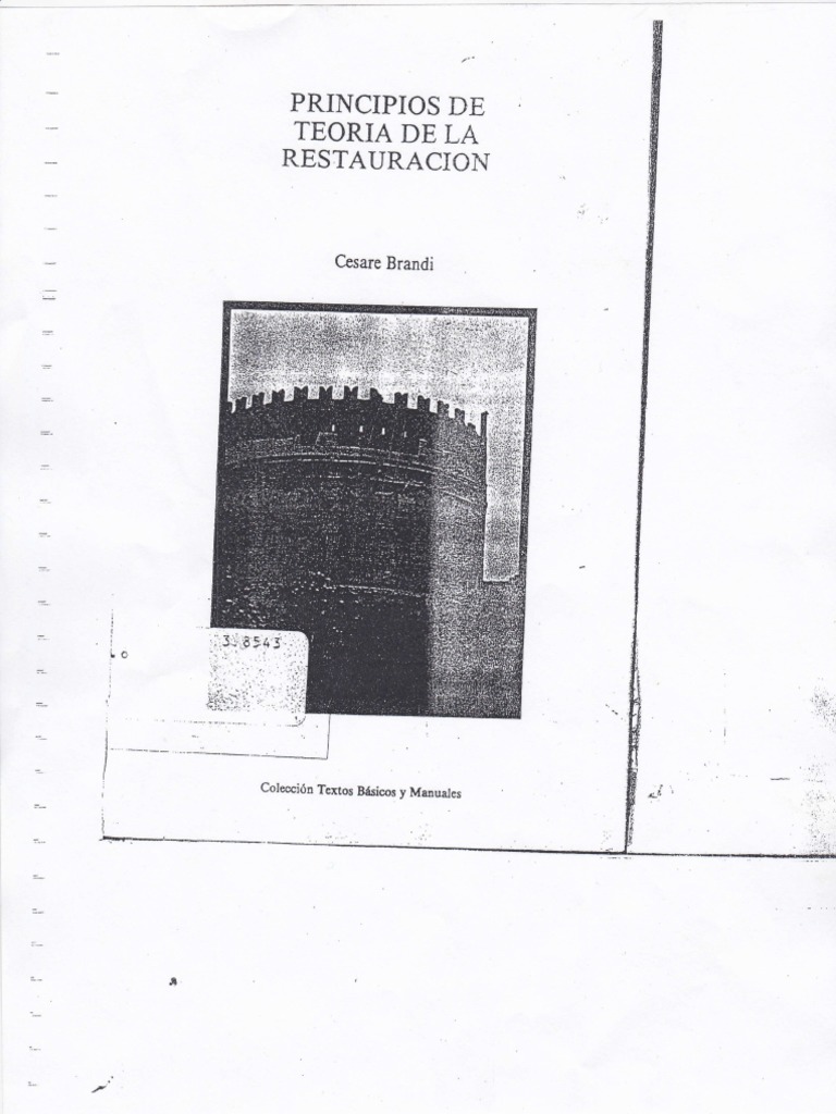 Principios de La Teoria de La Restauración Cesare Brandi | PDF ...