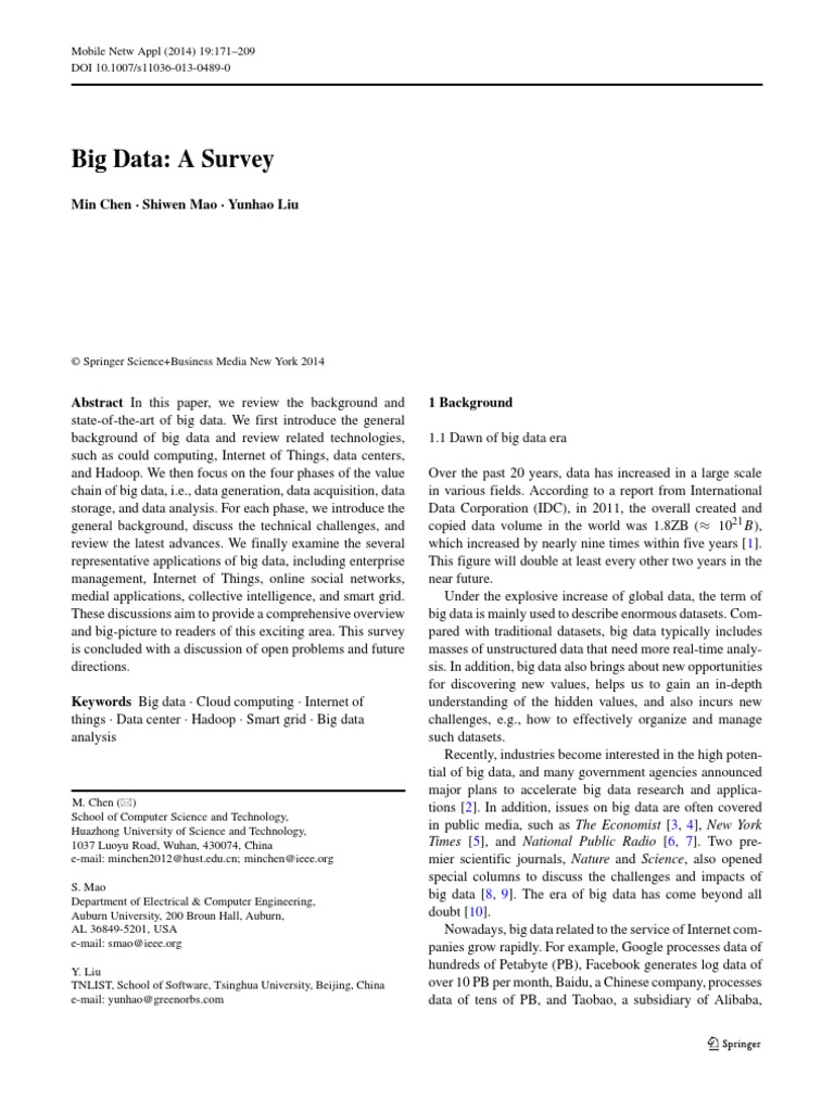Big Data Survey 2014 | PDF | Big Data | Internet Of Things