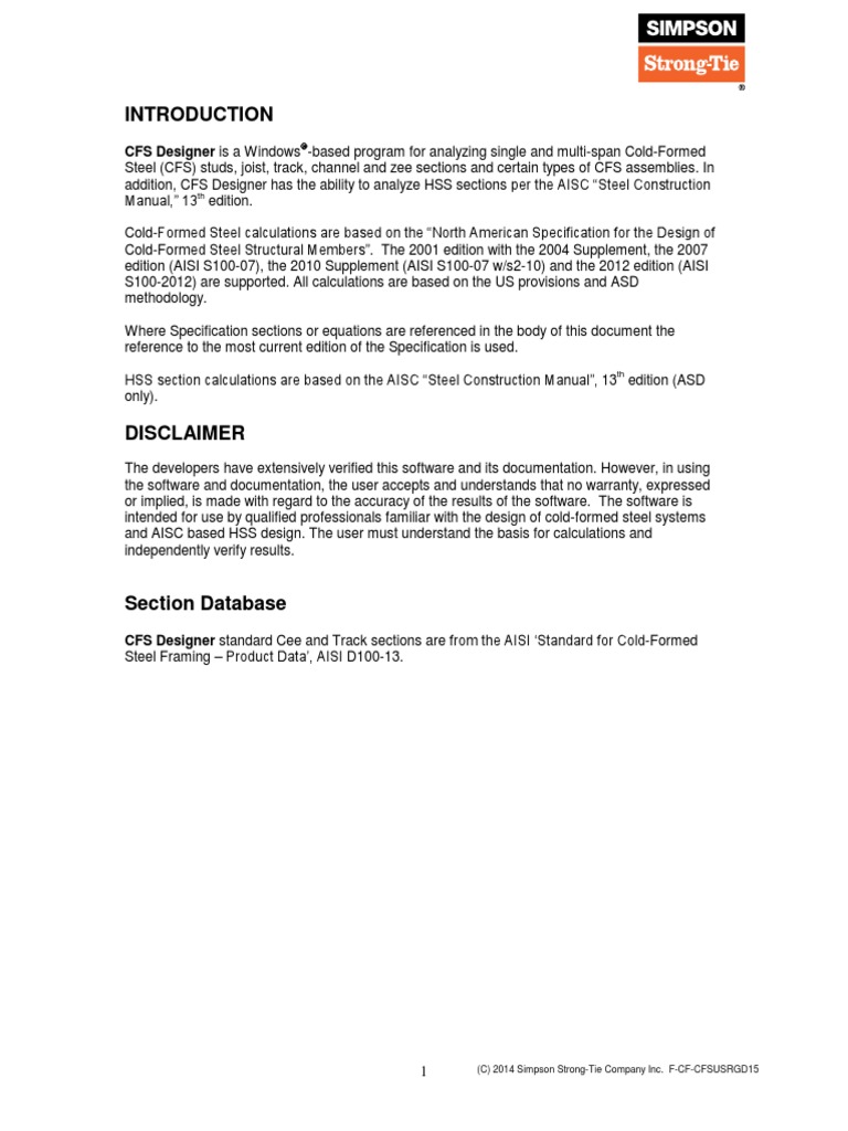 Simpson Strong-Tie CFS Designer Manual | PDF | Buckling | Bending