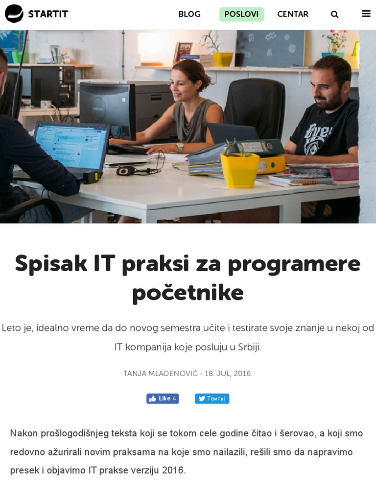 IT Prakse Za Programere Početnike | PDF