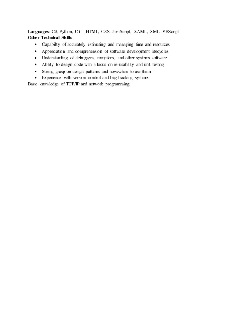 Programming Skills and Technical Expertise | PDF | Computers