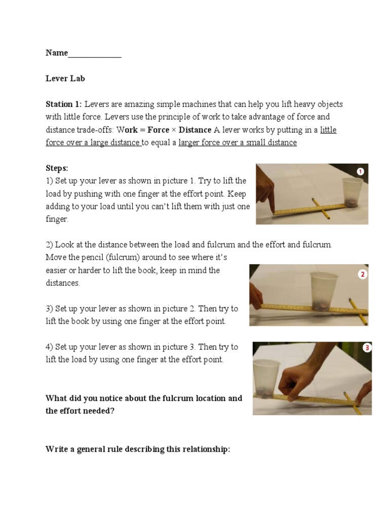 Name - Lever Lab Station 1 | PDF | Lever | Mechanical Engineering
