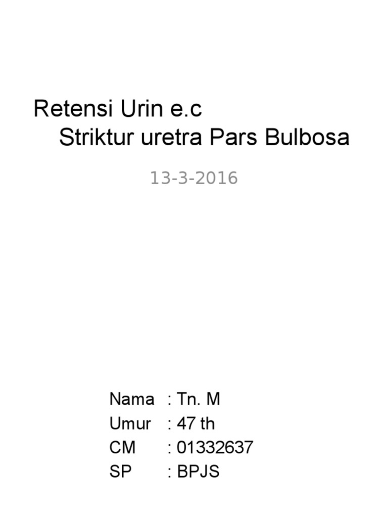 Retensi Urin | PDF | Sains & Matematika