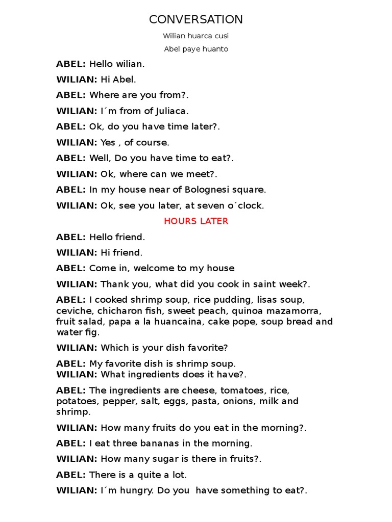 Conversacion en Ingles Basico UNAJ | PDF