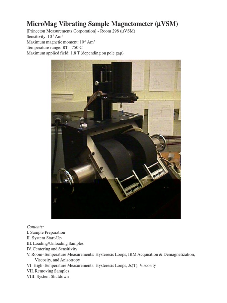 MicroMag Vibrating Sample Magnetometer (μ μ VSM) | PDF | Hysteresis ...