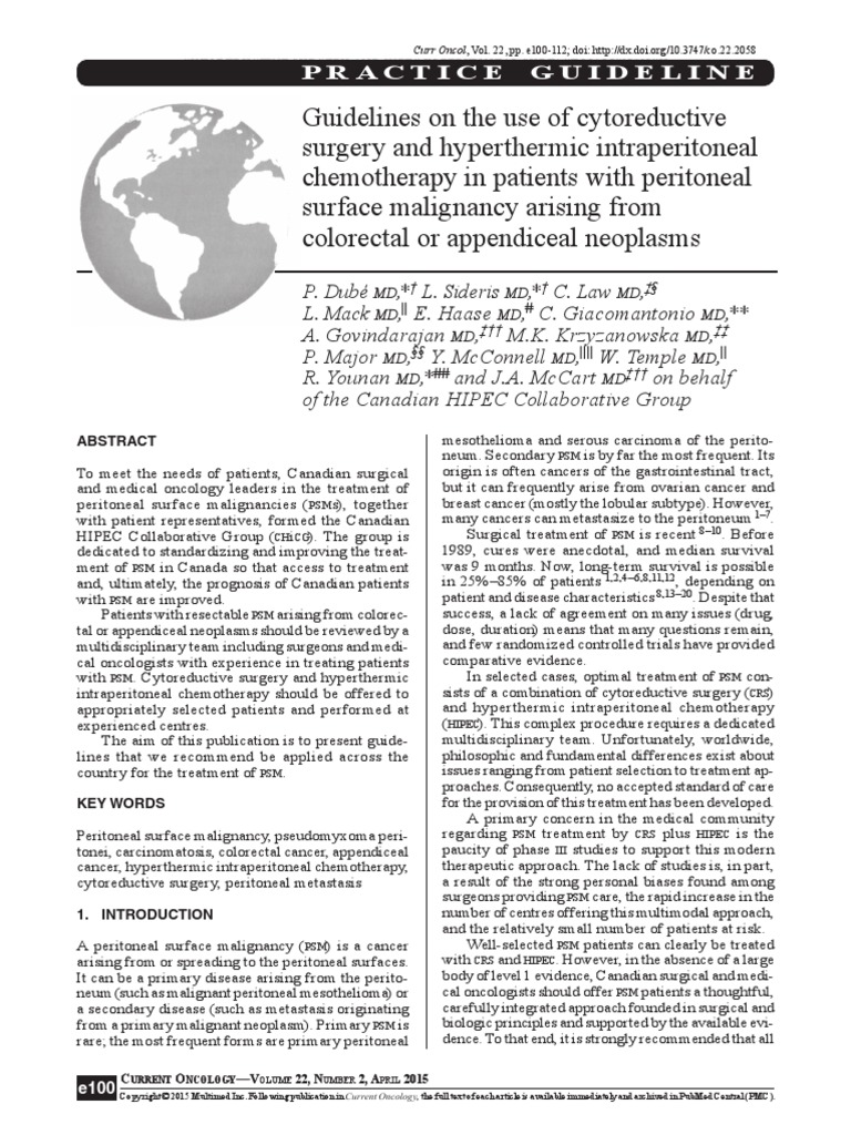 Guidelines On The Use of CRS and HIPEC PDF | PDF | Cancer | Neoplasms