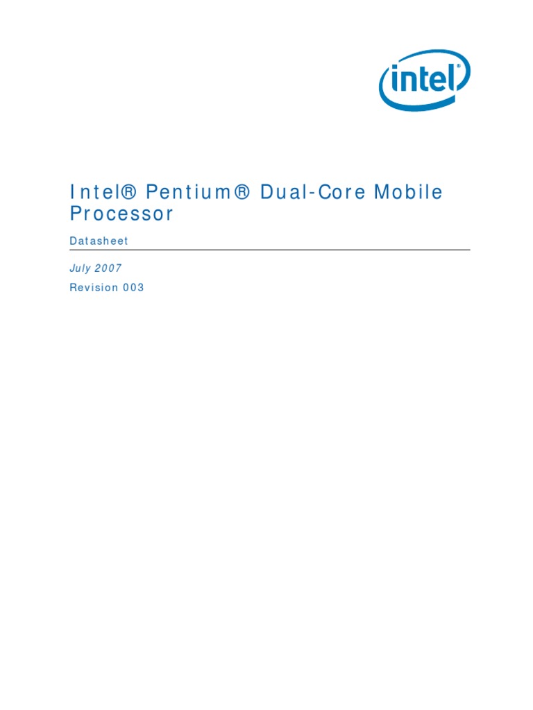 Intel Pentium Dual-Core Mobile Processor | PDF | Central Processing Unit | Multi Core Processor