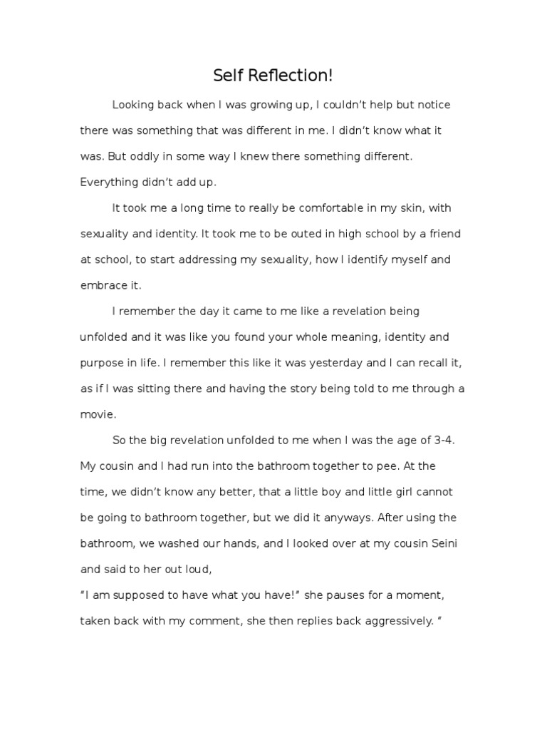 Self Reflection | PDF | Gender Role | Identity (Social Science)