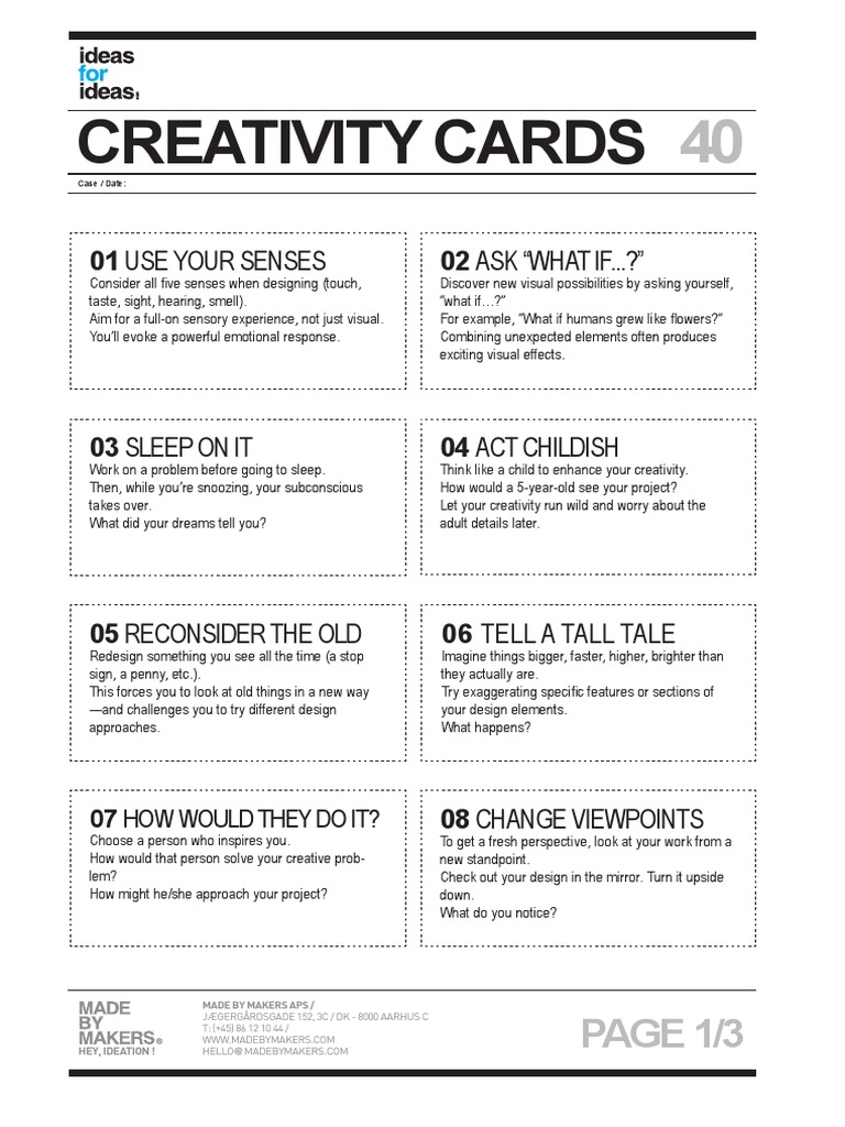 Creativity Cards | PDF | Senses | Creativity