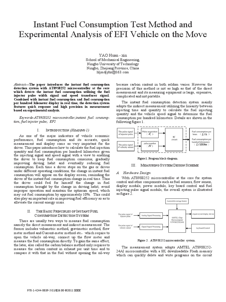 Instant Fuel Consumption Test Method and Experimental Analysis of EFI ...