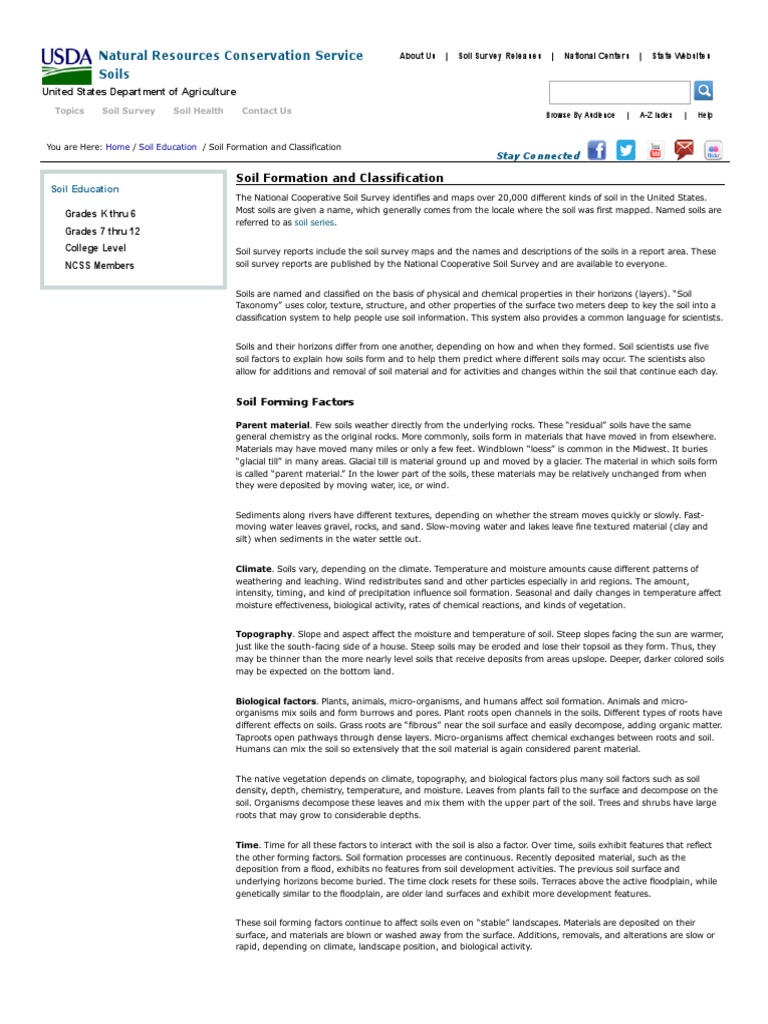 Soil Formation and Classification - NRCS Soils | PDF | Sediment | Soil