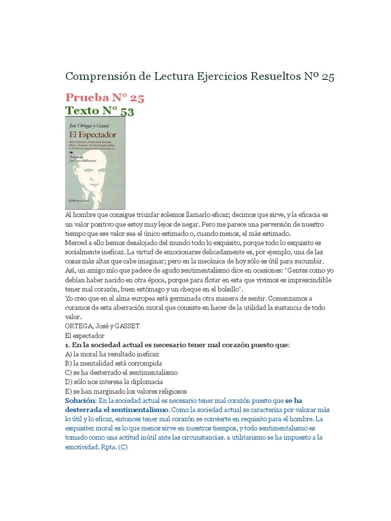 Comprensión de Lectura Ejercicios Resueltos #25 | PDF | Science | Libertad
