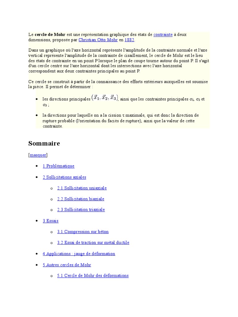 Cercle de Mohr | PDF | Élasticité (Physique) | Mécanique des milieux ...