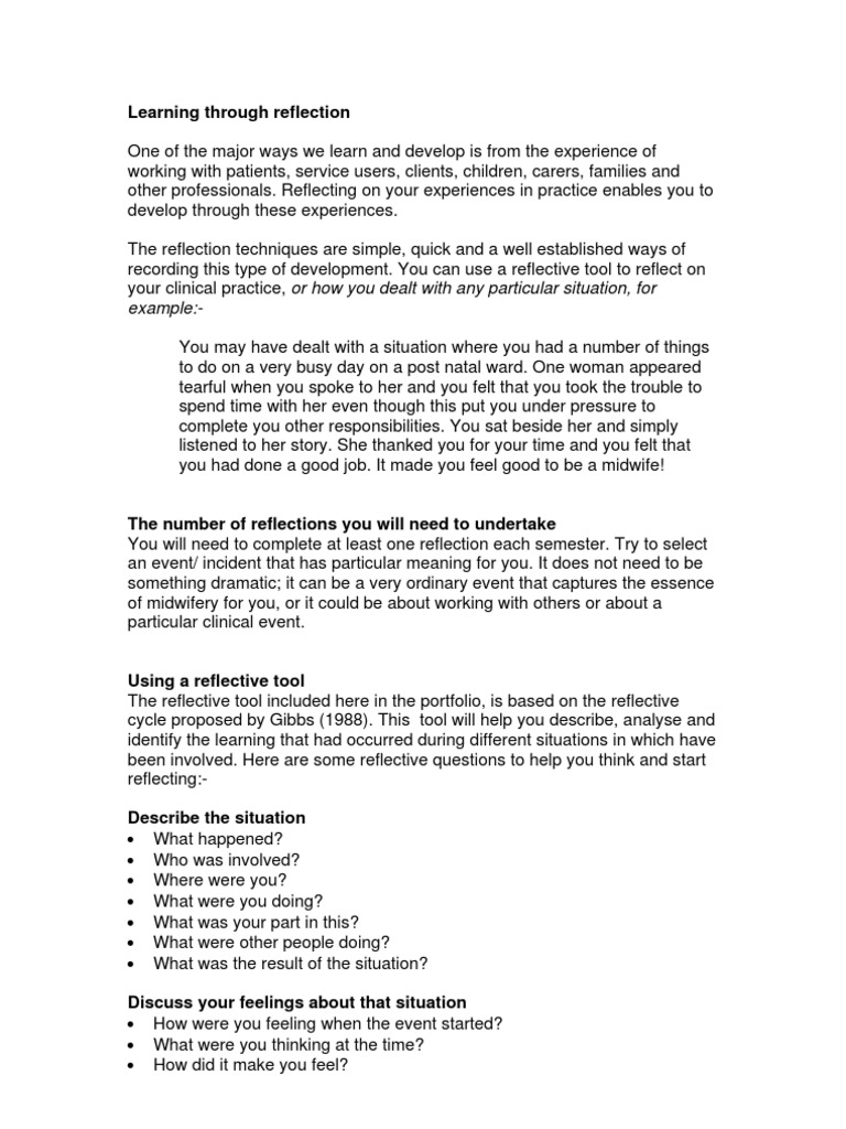 Learning Through Reflection Paul 2007 | PDF | Reflective Practice | Psychology