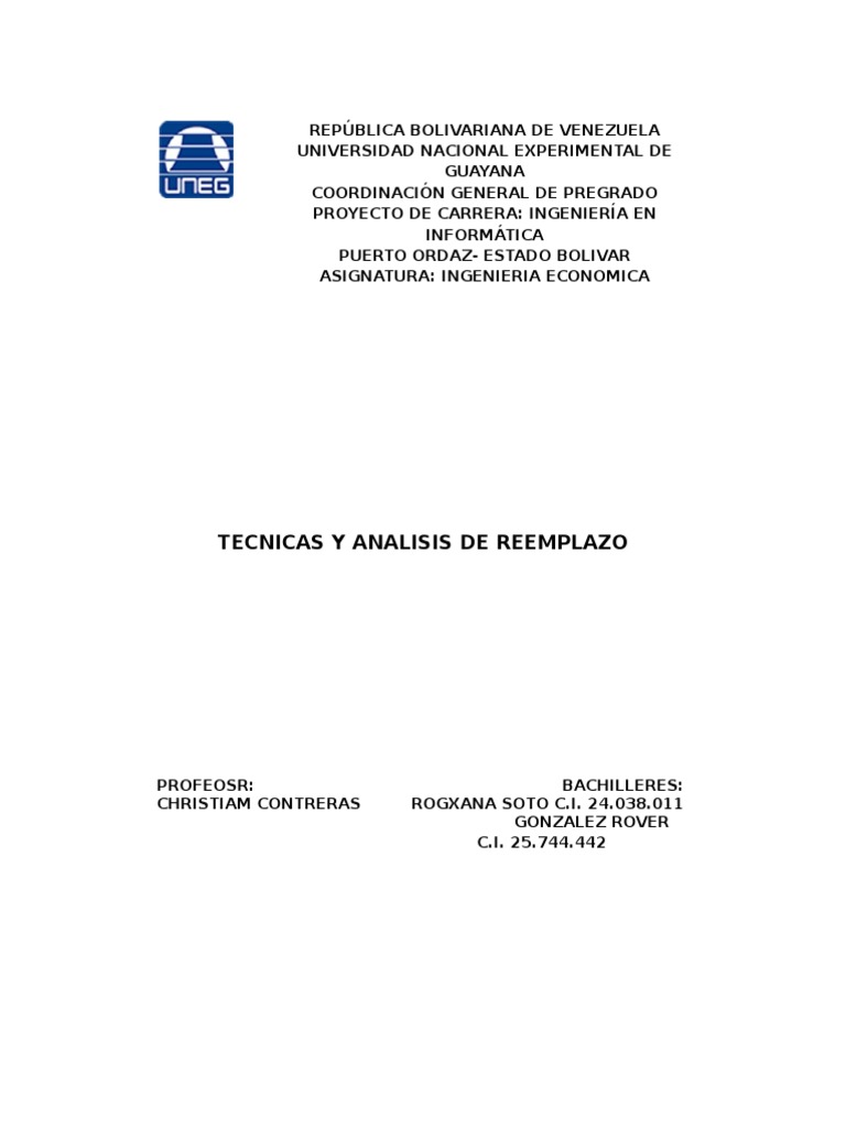 Análisis de Reemplazo en Ingeniería Económica | PDF | Inflación | Interés