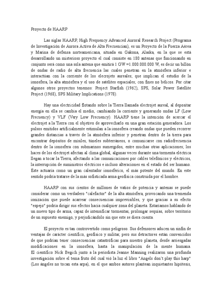 Proyecto de HAARP | PDF | Naturaleza | Energía y recursos