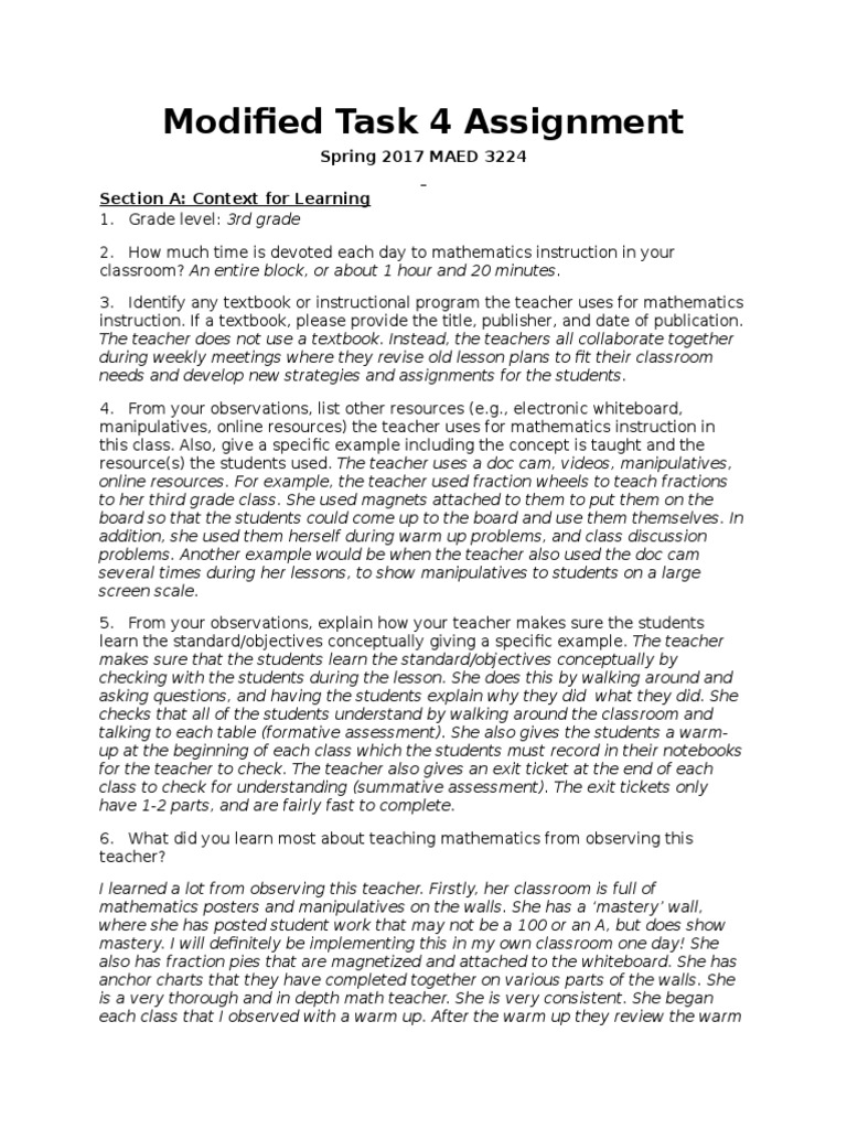 Modified Task 4 Assignment: Spring 2017 MAED 3224 Section A: Context ...