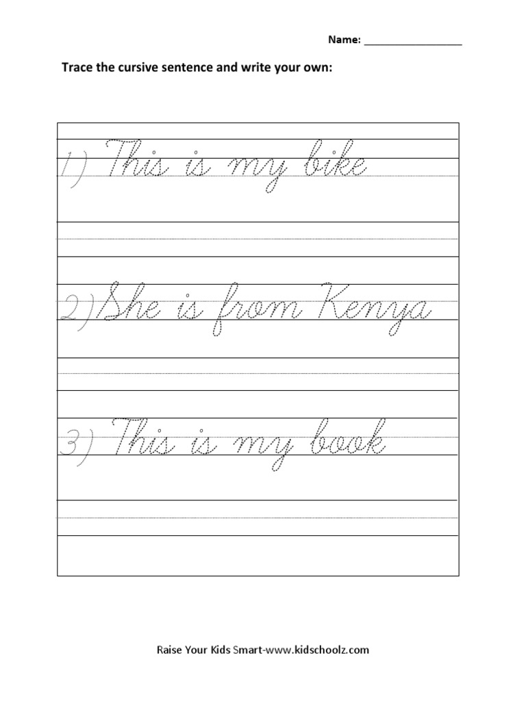 Cursive Writing Sentence 5 PDF | PDF