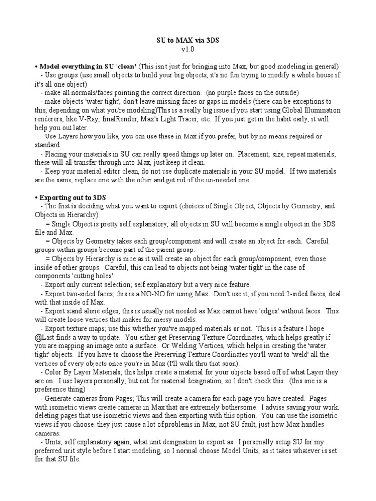 Sketchup To 3Ds Max: Guide To Importing The Model | PDF | Texture ...