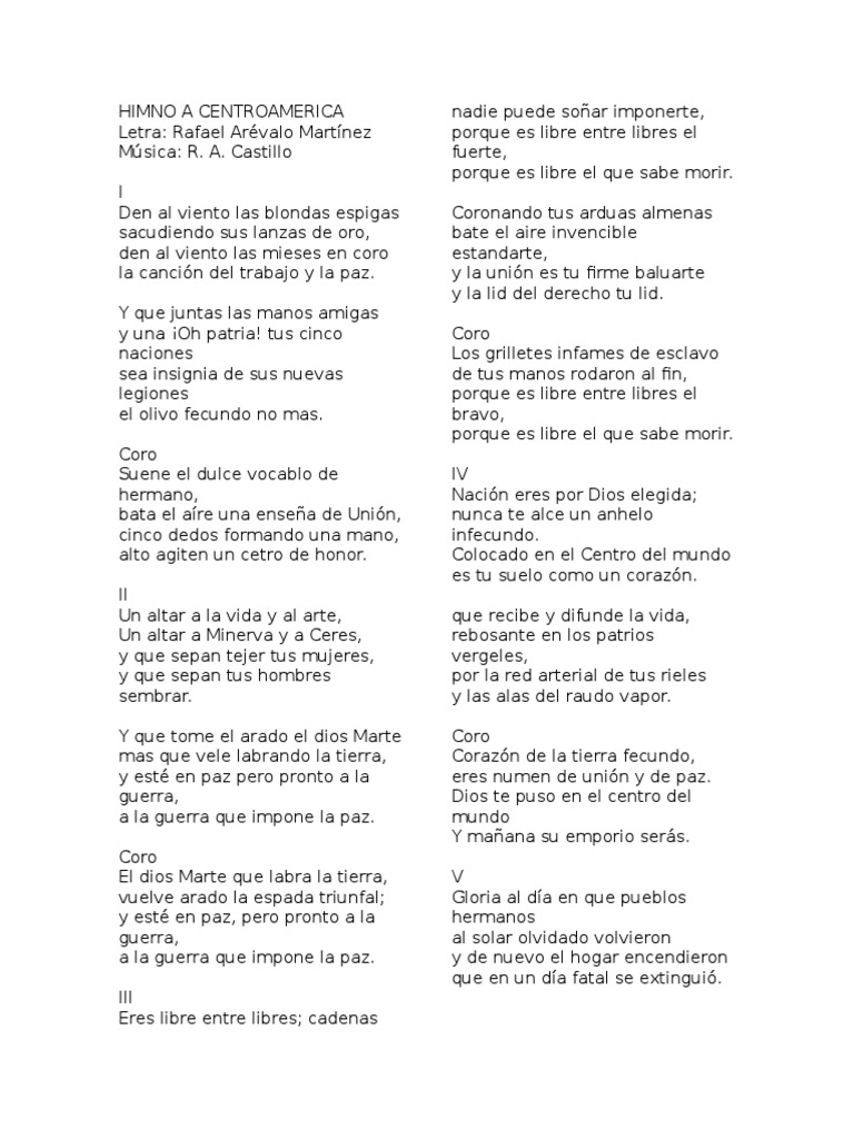 Himno A Centroamerica | PDF
