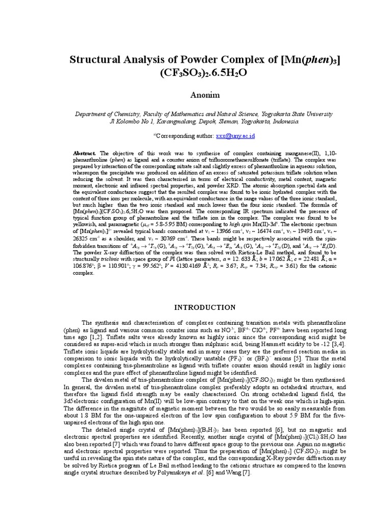 Contoh Template Artikel AIP | PDF | Coordination Complex | Ion