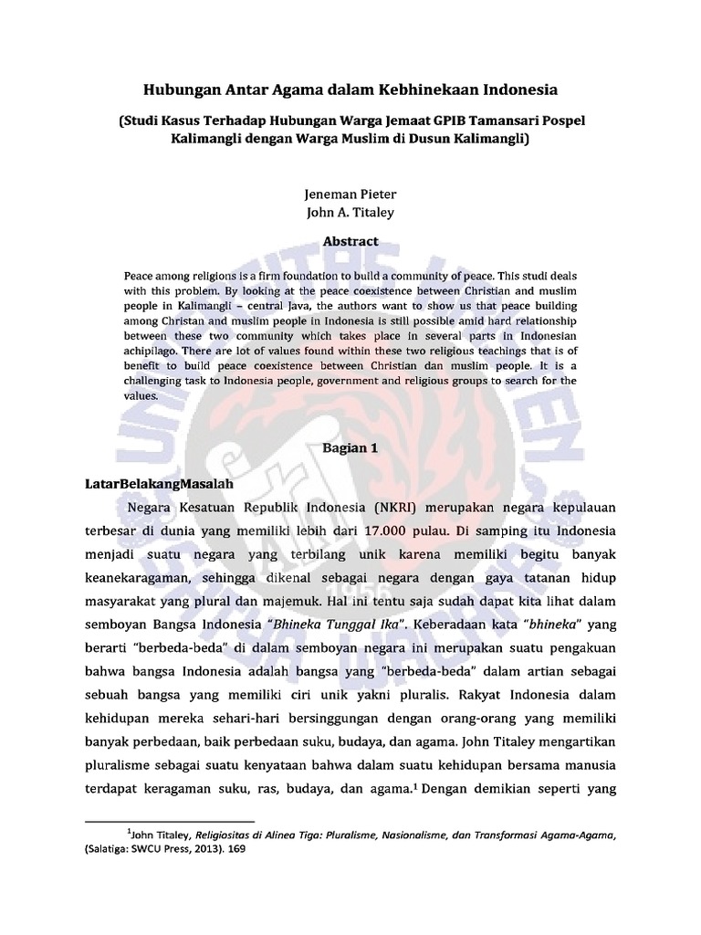 Harmoni Hubungan Kristen dan Muslim Kalimangli | PDF | Agama ...