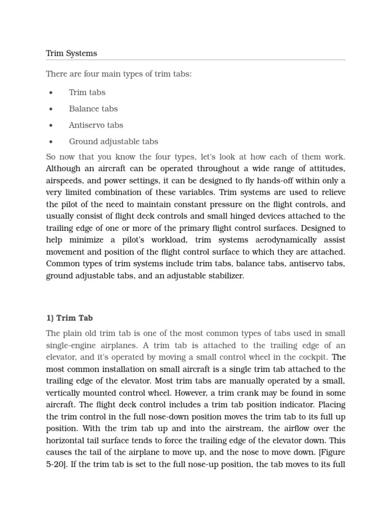 1) Trim Tab | PDF | Flight Control Surfaces | Aircraft Flight Control ...