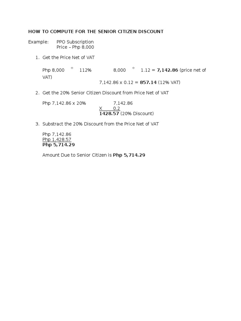 Senior Citizen Discount Computation | PDF
